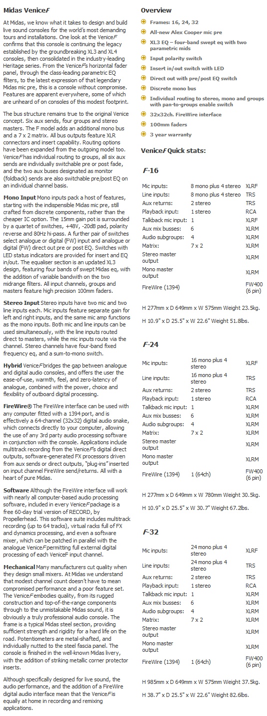 Midas VeniceF - 32ch | 뮤플