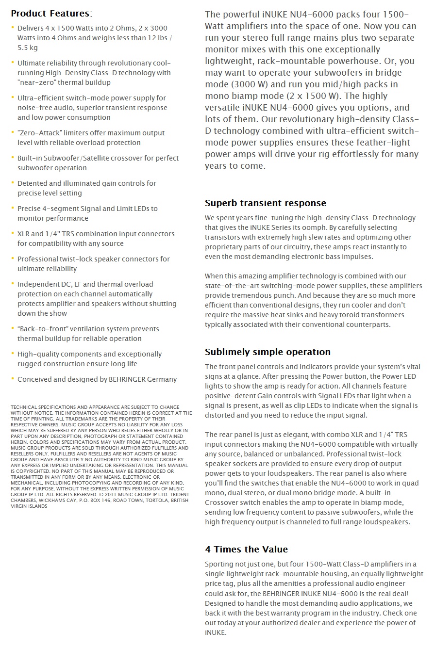 Behringer NU4-6000 | 뮤플